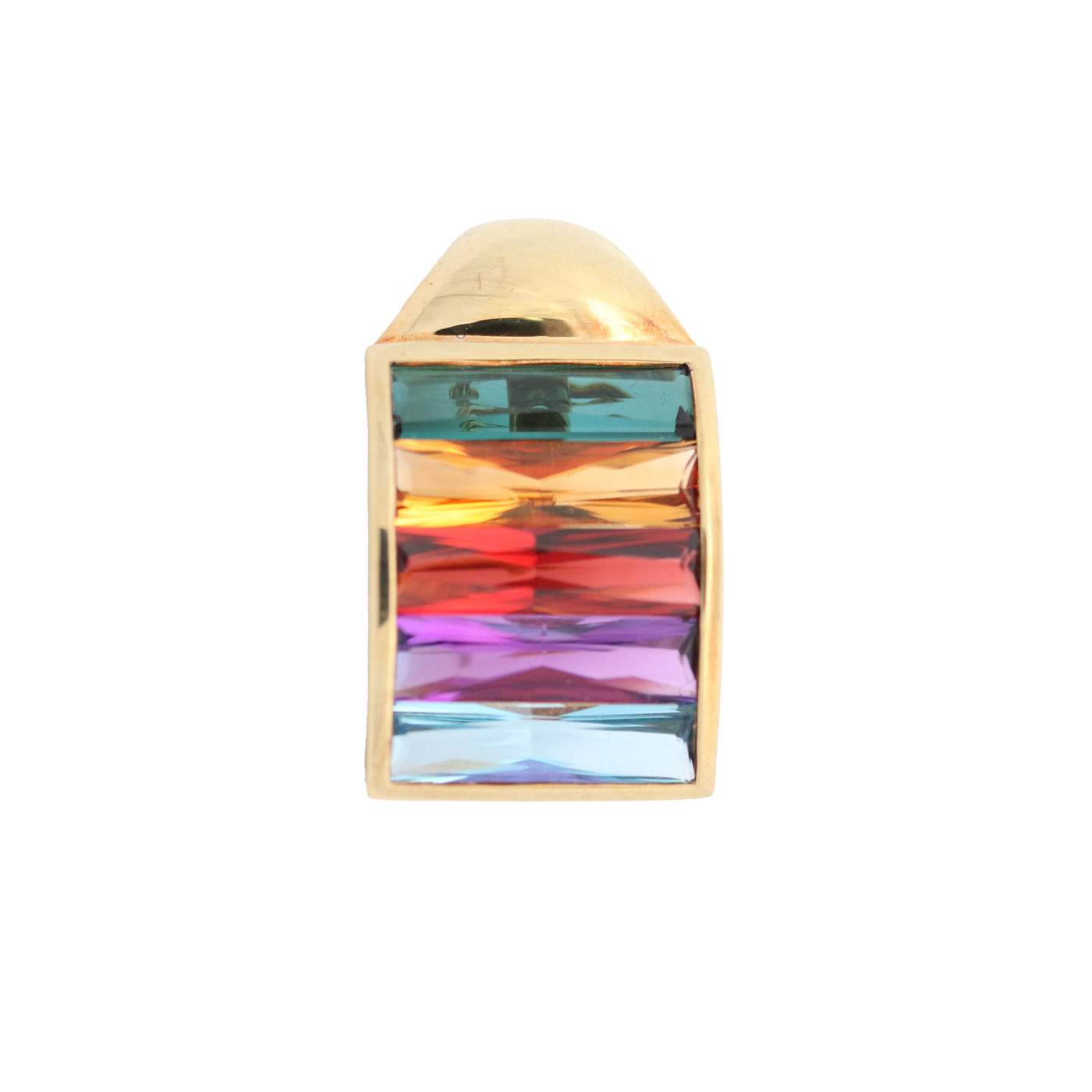 18K Rainbow Colored Stone Pendant