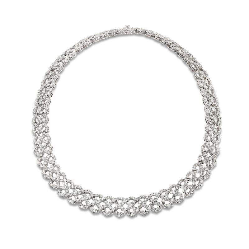 18K White Gold ~31.83 Ctw Diamond Pave Infinity Link Necklace