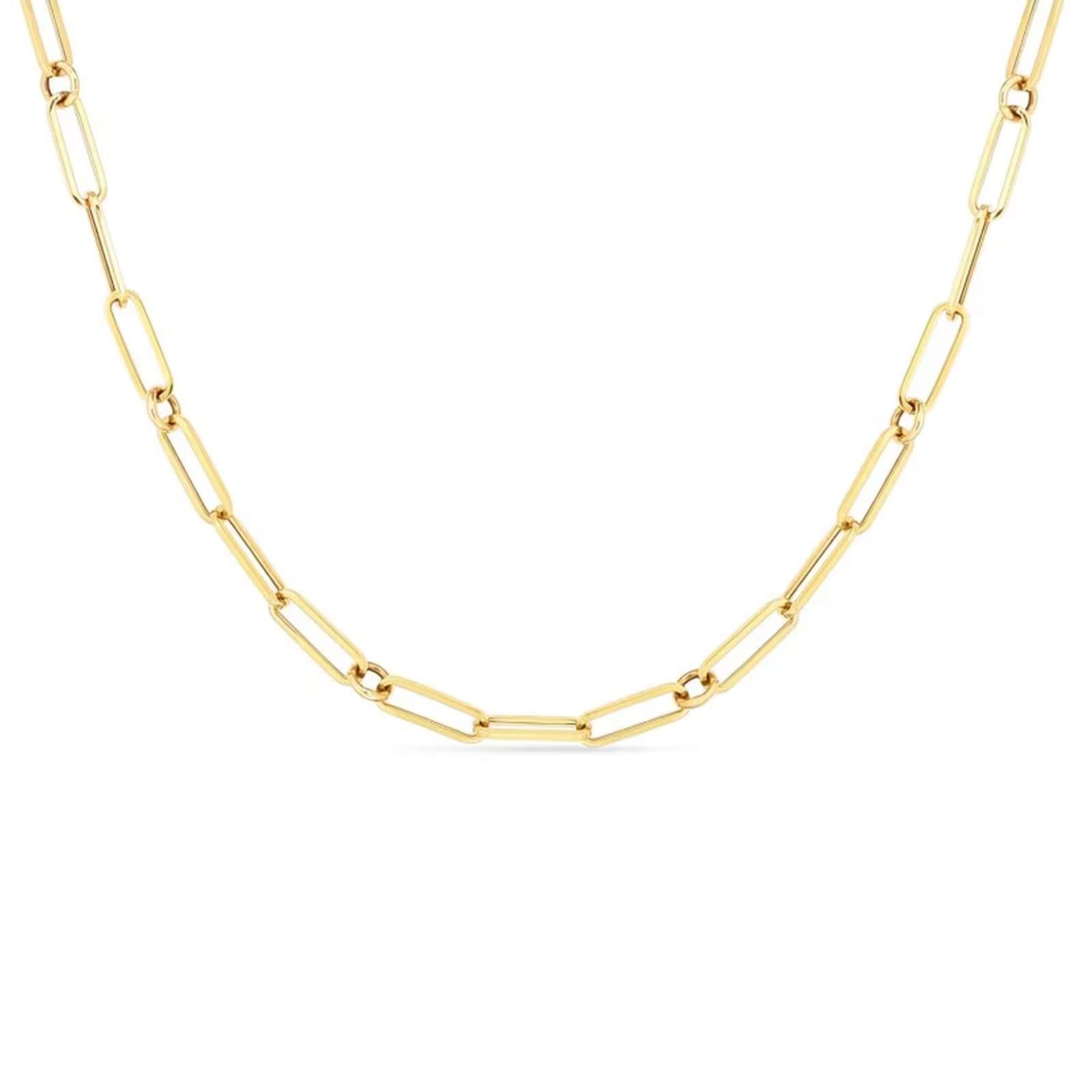 18KT GOLD ROBERTO COIN PAPERCLIP NECKLACE.
